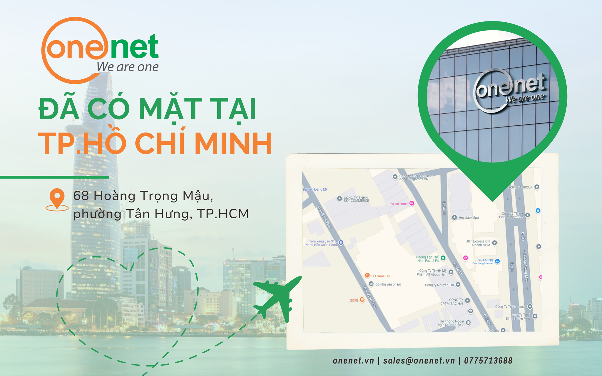 Công ty Cổ phần ONENET. ONENET mở văn phòng đại diện tại TP.Hồ Chí Minh